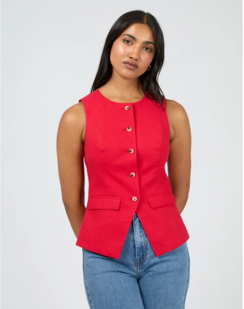 MAVIS VEST - RED – I Love Boutique