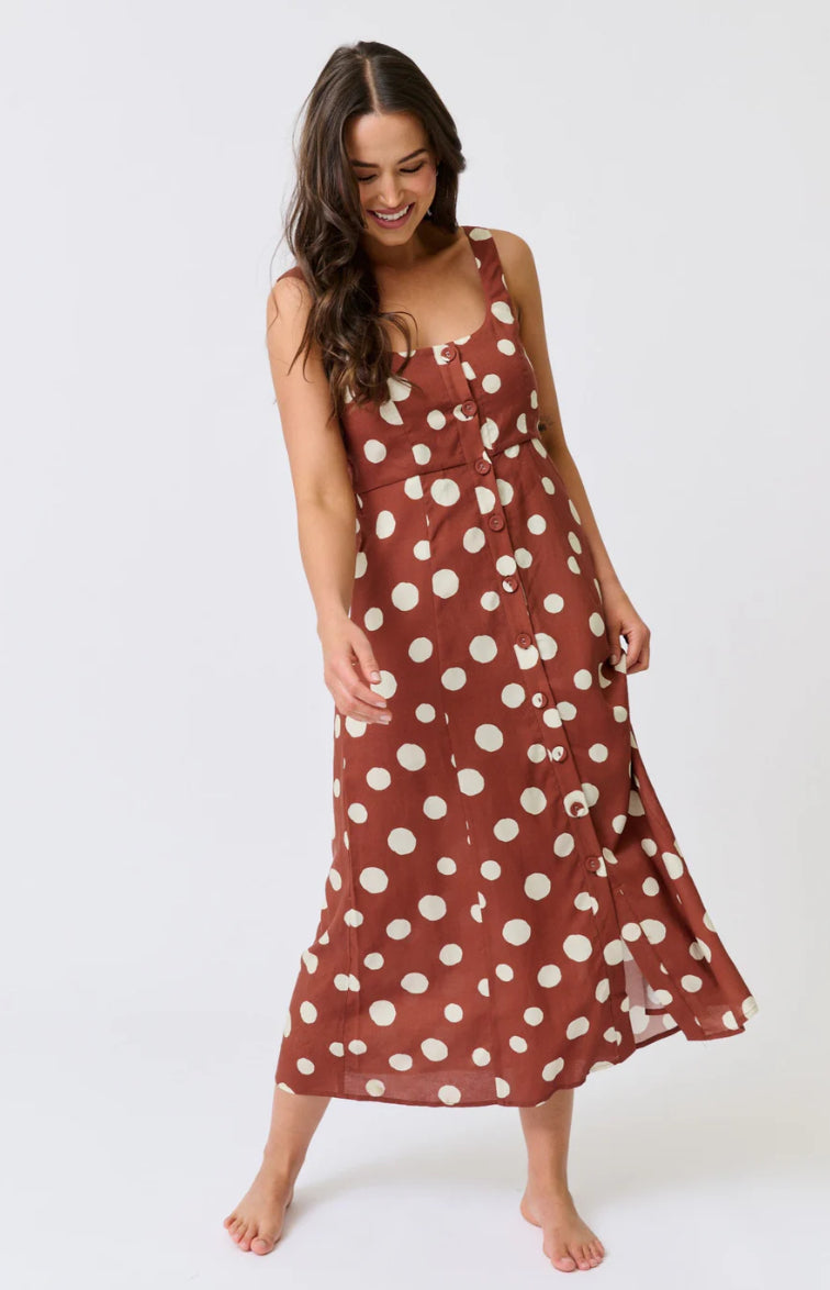 Constance Midi Dress - Rust Spot – I Love Boutique